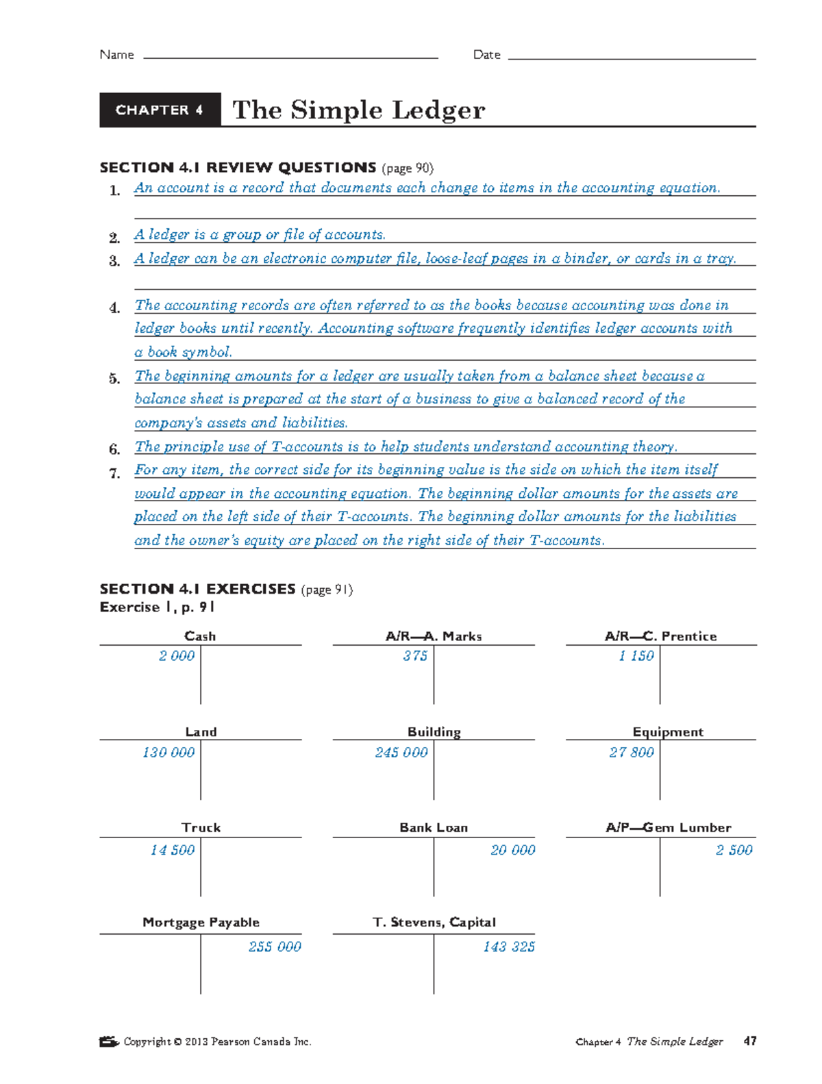 Chapter 4: The Simple Ledger - Review & Exercises (ACC 101) - Studocu