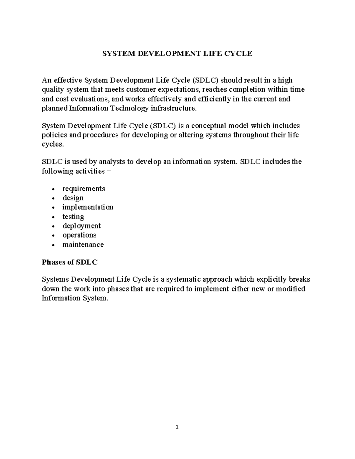 SDLC Overview: Phases, Roles, and Techniques Explained - Studocu
