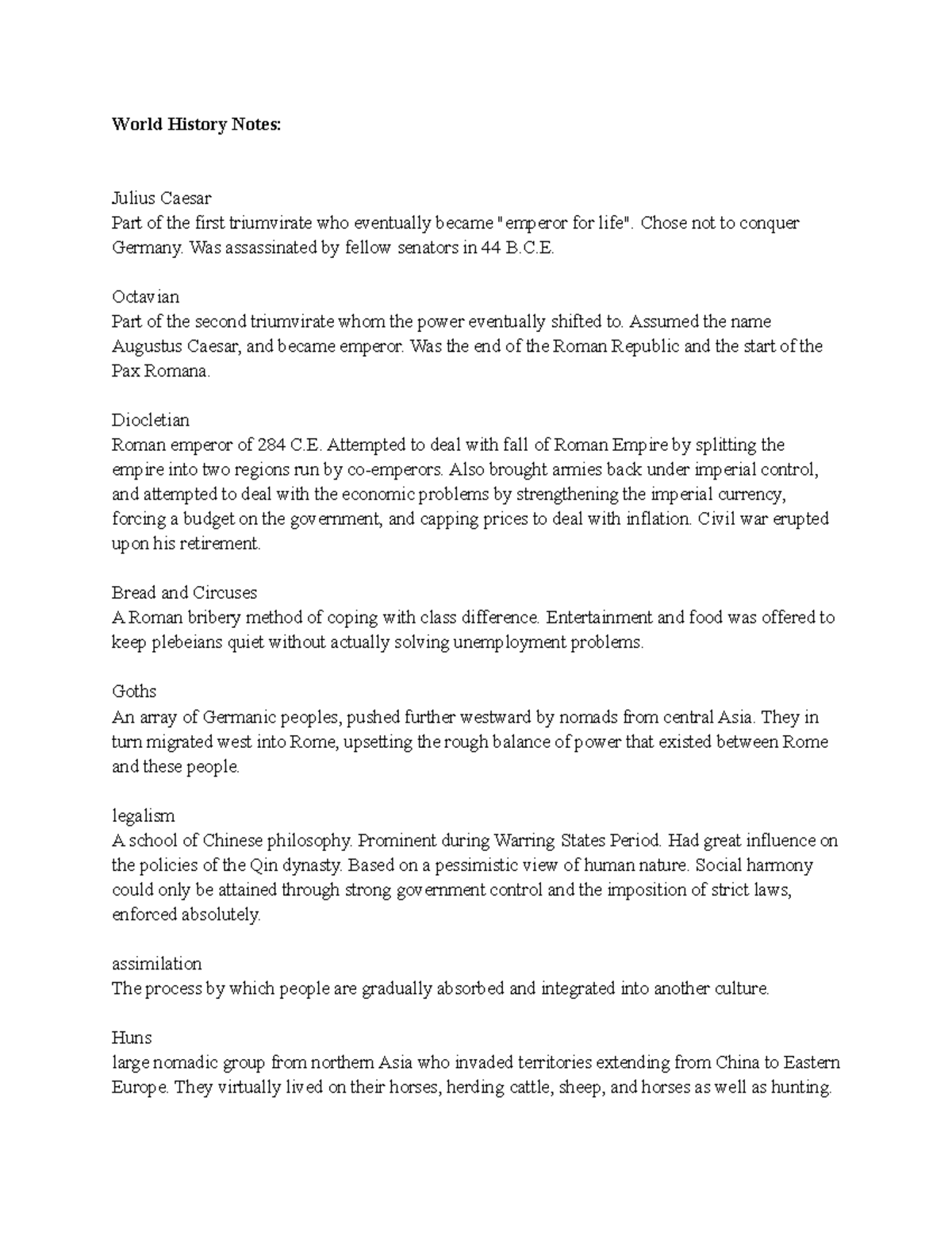 World History Notes - World History Notes: Julius Caesar Part of the ...
