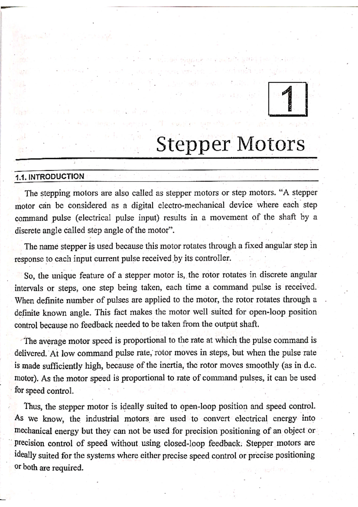 Stepper Motors - Electrical Machines (UNIT-1-SEM.BOOK) - Studocu