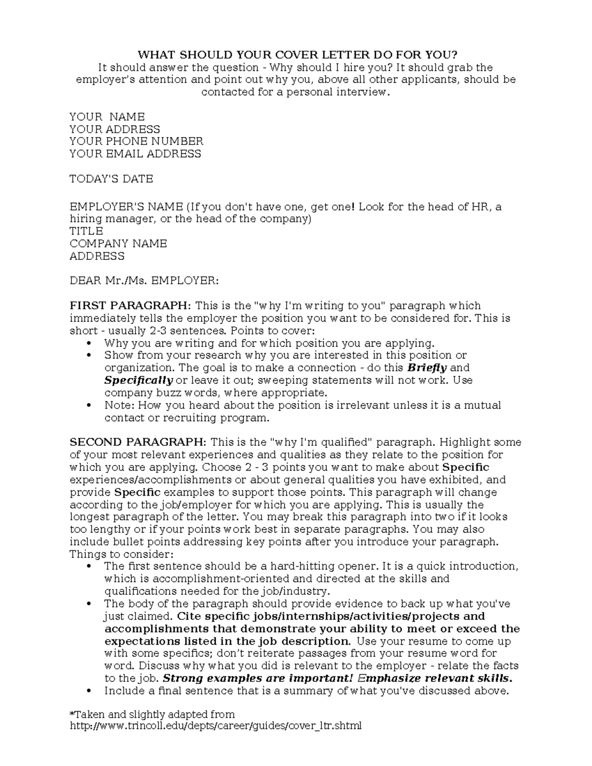 Cover Letter Tips: What Your Letter Should Achieve - Studocu