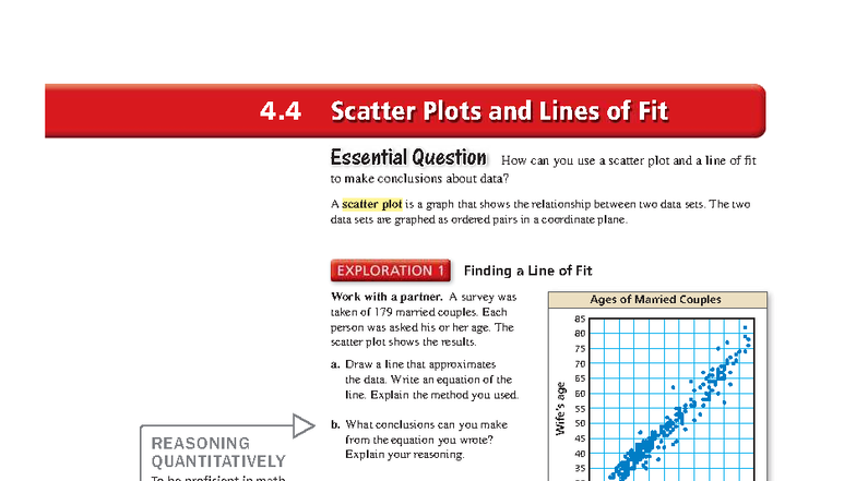 4.4 Scatter Plots & Lines of Fit: Analyzing Data Relationships - Studocu