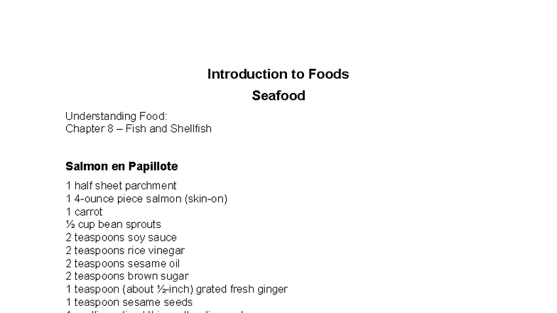 Seafood Lab: Understanding Fish & Shellfish Recipes - Studocu