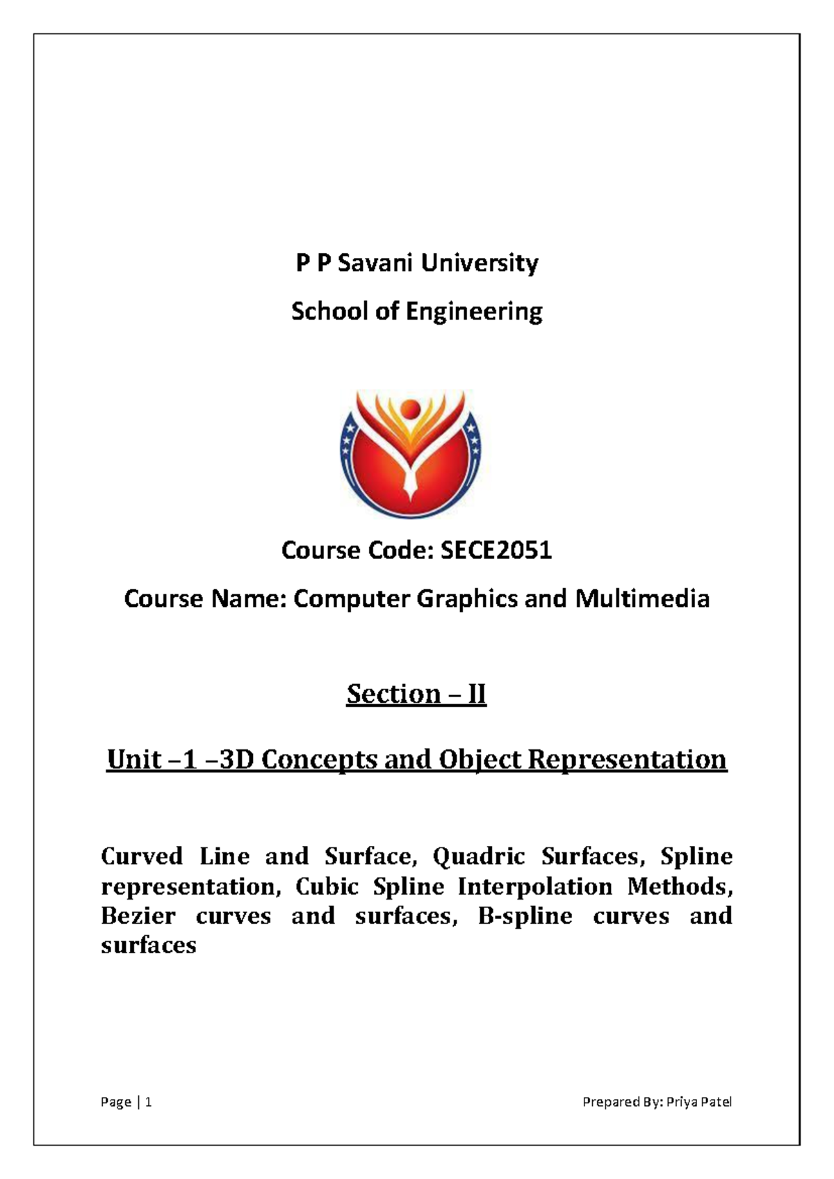Unit 1 curved lies quadric, spline, cubic spline methods, Bazier and B ...