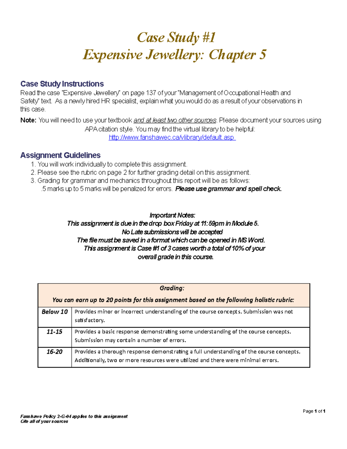Module 5 - Case Study 1 - Safety - Case Study Expensive Jewellery ...