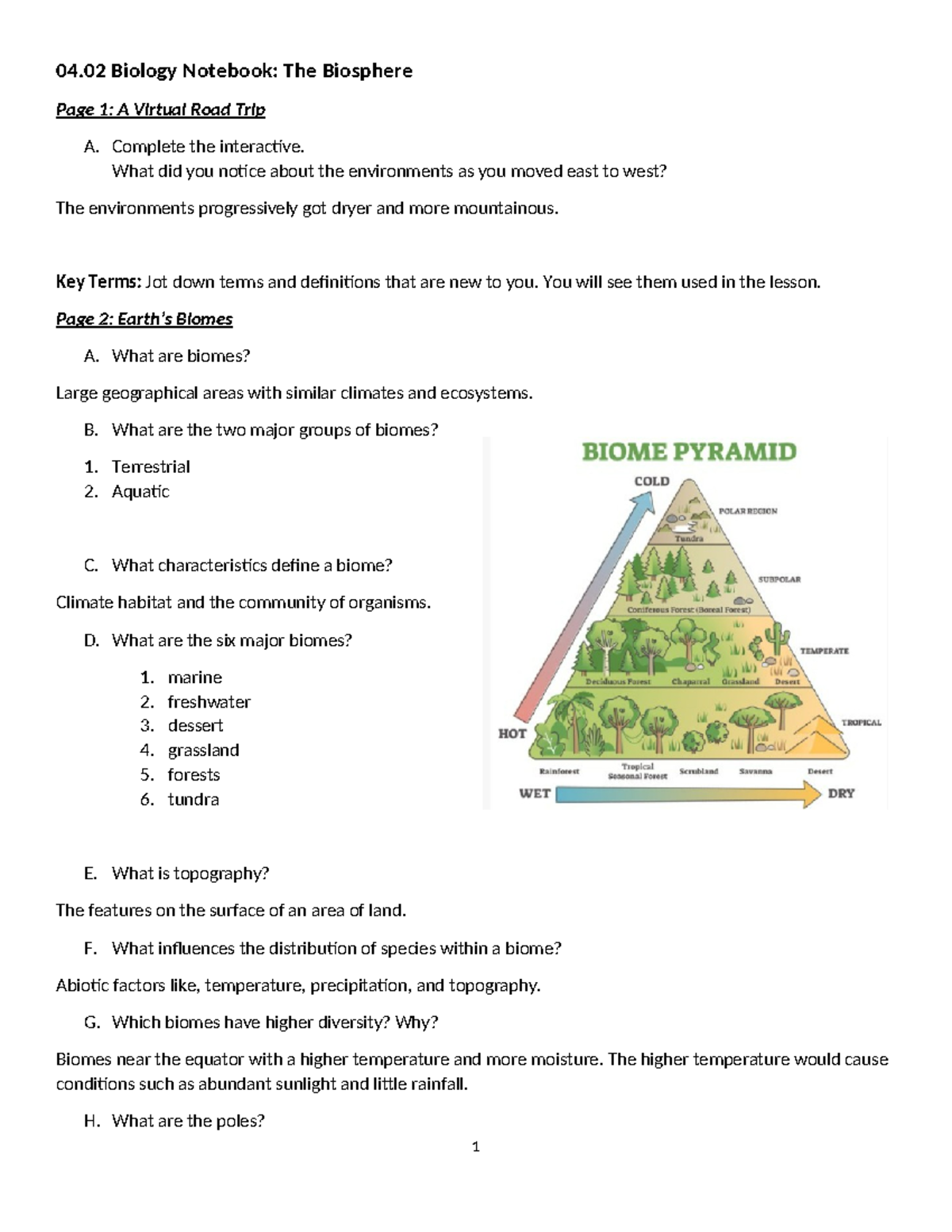 BIO4 - Biology Lesson 4.02: Exploring Earth's Biomes and Ecosystems ...
