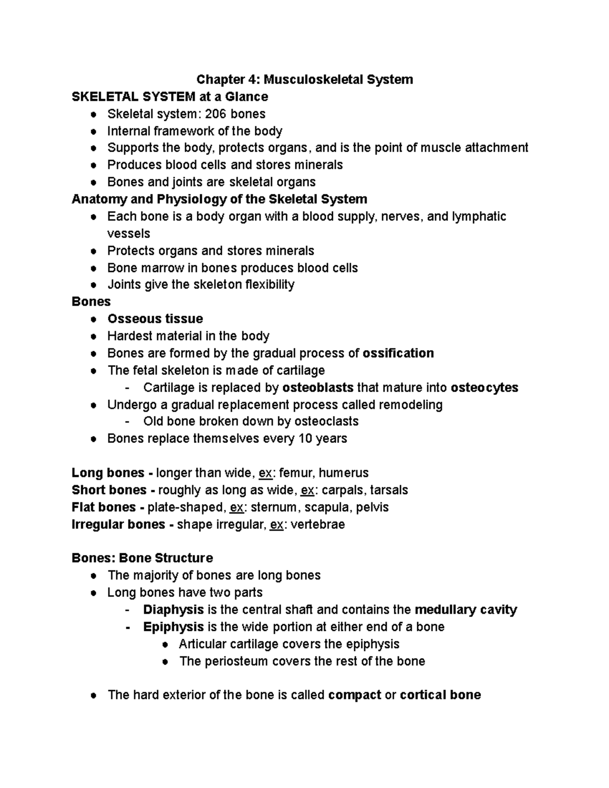 MED TERM Ch. 4 & 5: Anatomy of the Musculoskeletal System - Studocu