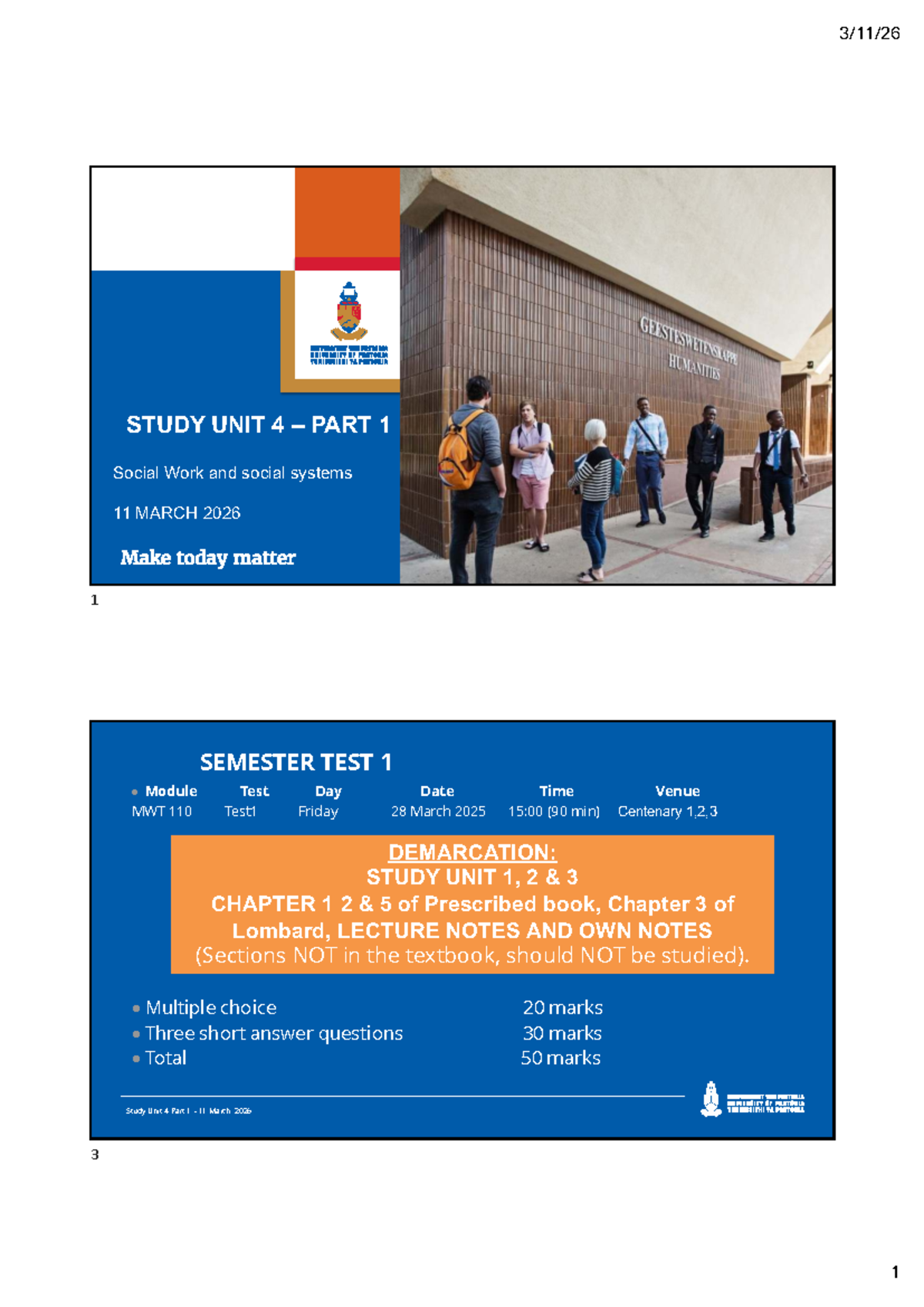 MWT 110 Semester Test 1: Social Work & Social Systems Study Unit 4 ...