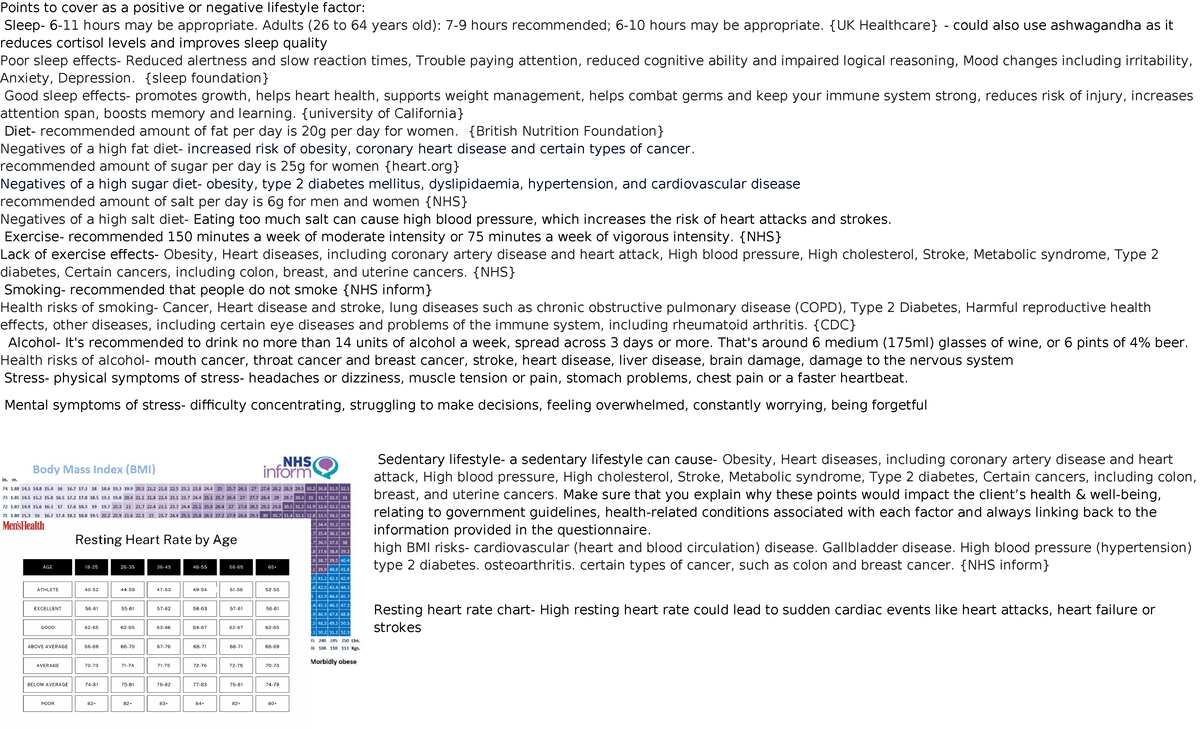 BTEC Sport Unit 2: Fitness Training & Lifestyle Factors Exam Notes ...