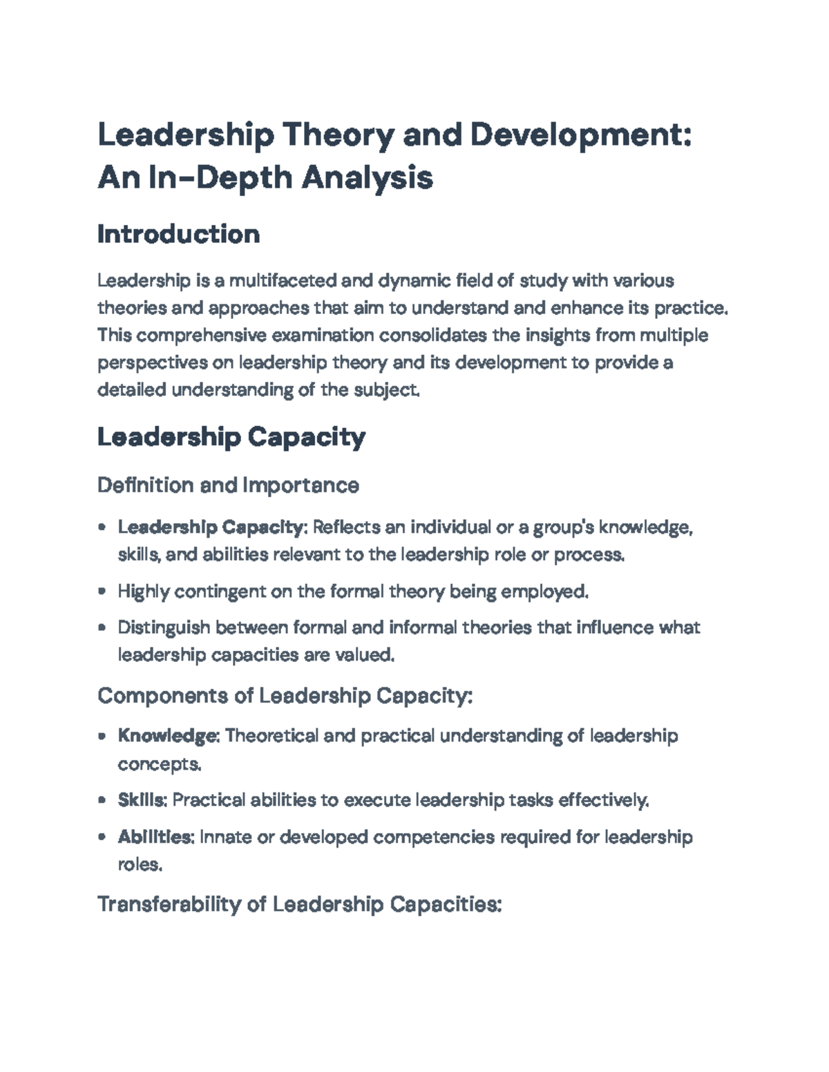 Leadership Theory & Development: An In-Depth Analysis of Practices ...