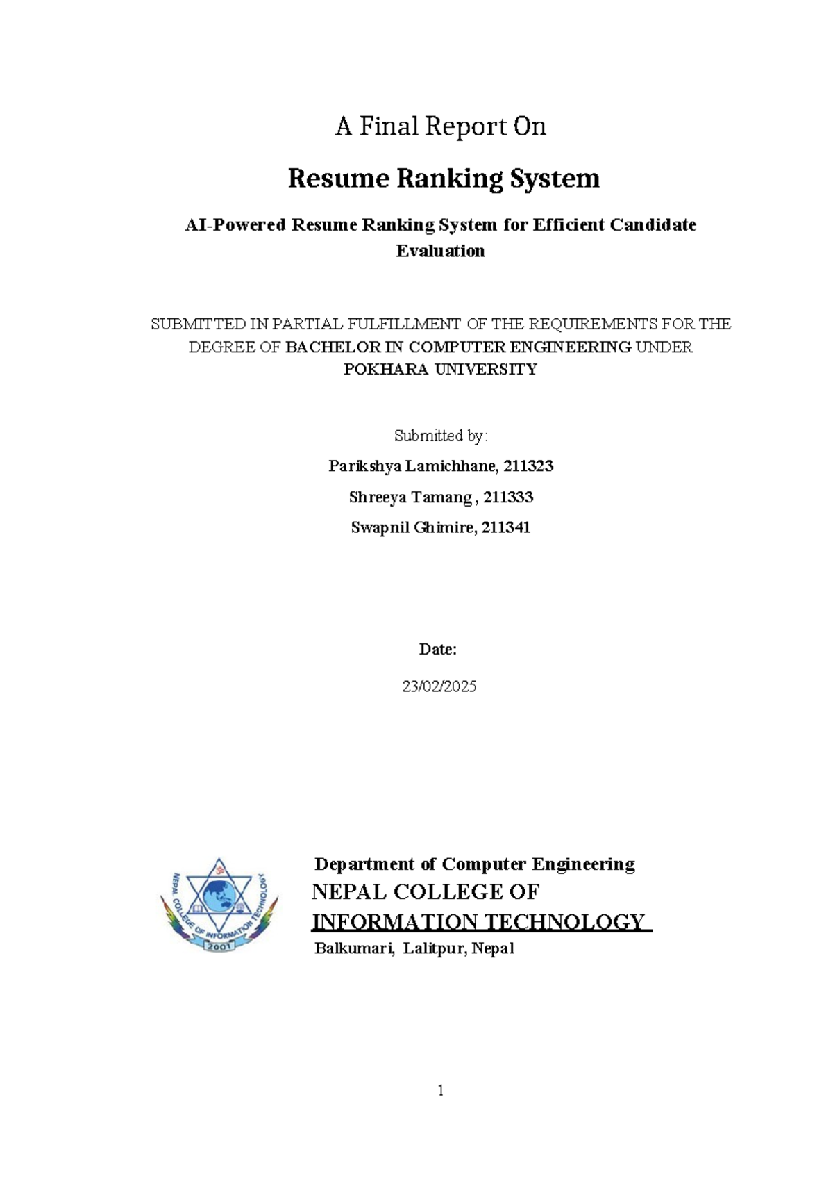 Final Report: Resume Ranking System for Efficient Candidate Evaluation ...