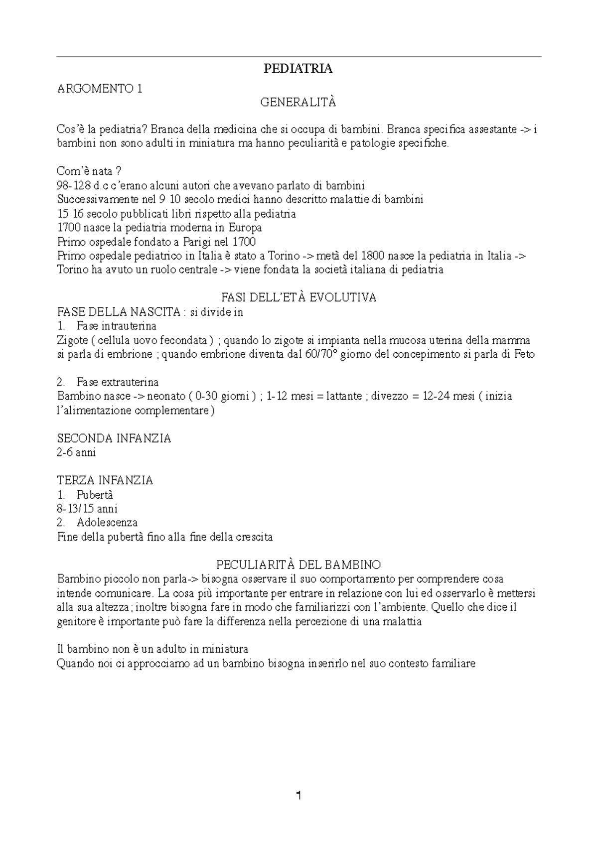 PEDIATRIA 1: INTRODUZIONE E SCREENING NEONATALI - Studocu