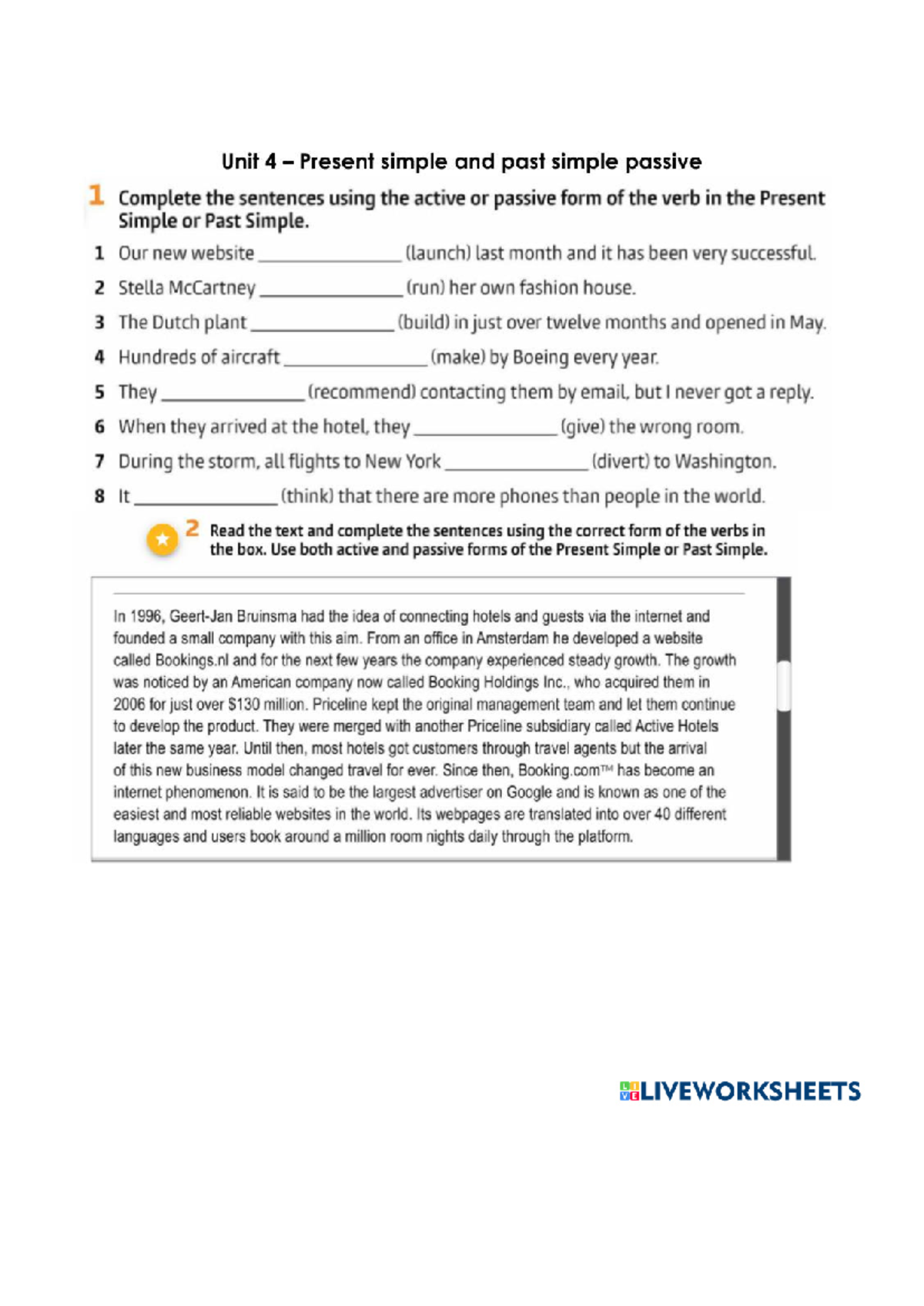 Unit 4: Present and Past Simple Passive - Exercise Notes - Studocu