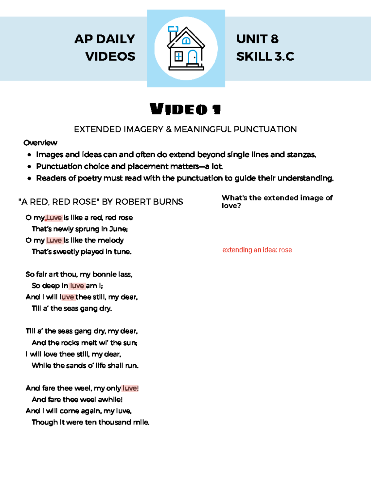 AP Daily Videos: Unit 8 Skills 3c & D - Poetry Analysis Notes - Studocu