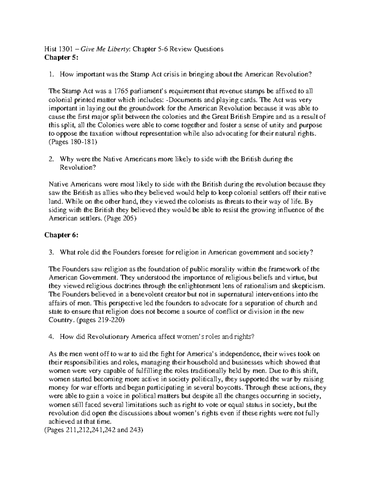 Hist 1301 TBQA.CH 5-6 - History - Hist 1301 – Give Me Liberty: Chapter ...