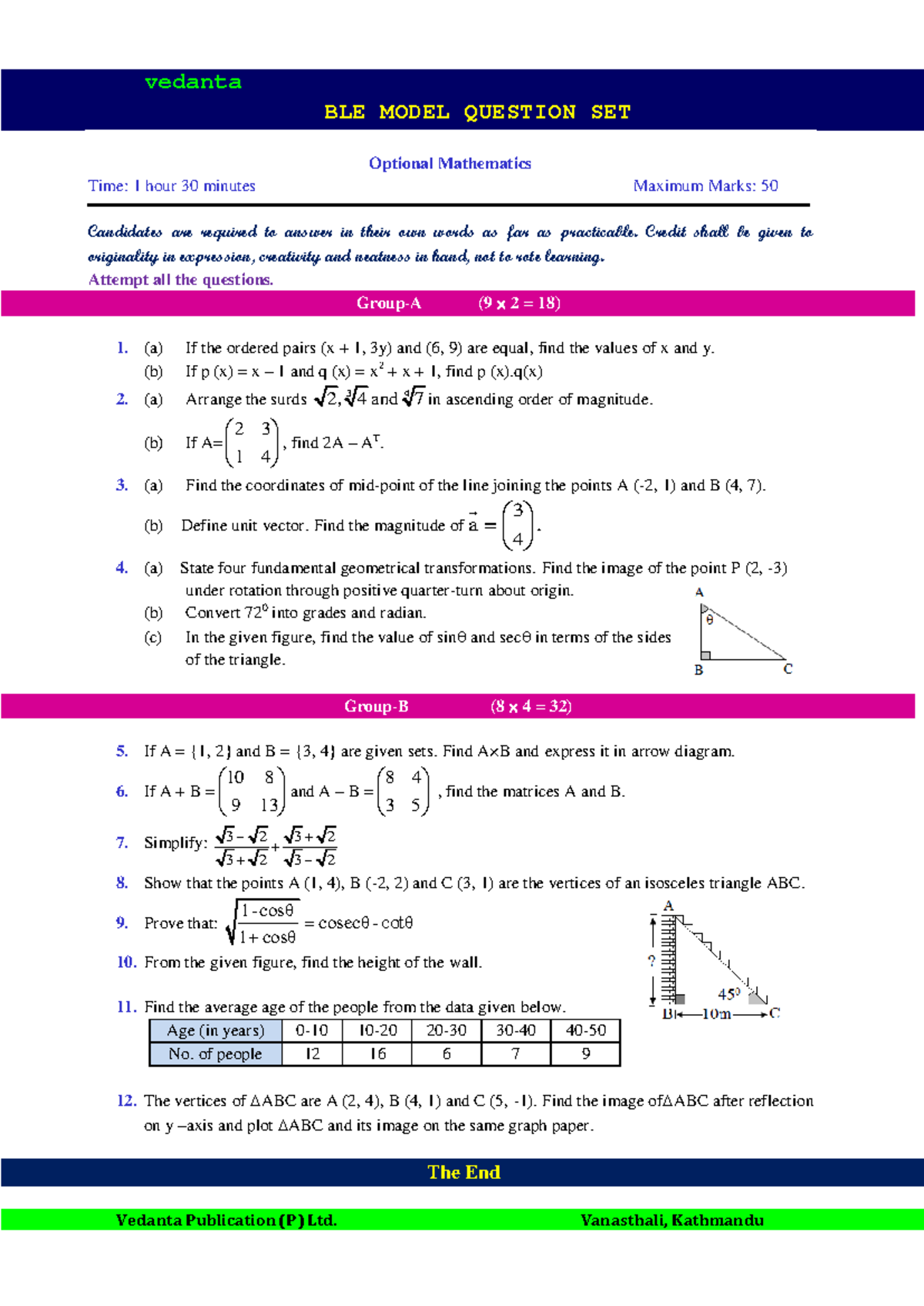 Model question set optional mathematics 20210124070158 - Vedanta ...