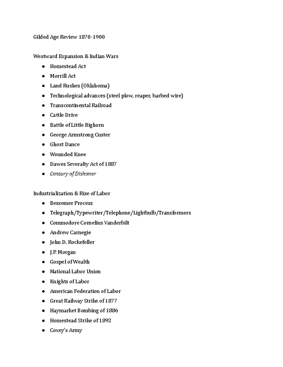 Gilded Age Review (1870-1900): Key Events & Industrial Developments ...