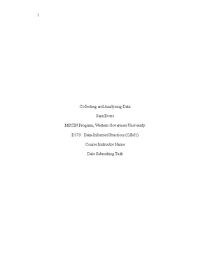 OJM2 Task 2 - Outline for Task - D179 - 1 OJM2 Task 2: Collecting and Analyzing Data MSCIN ...