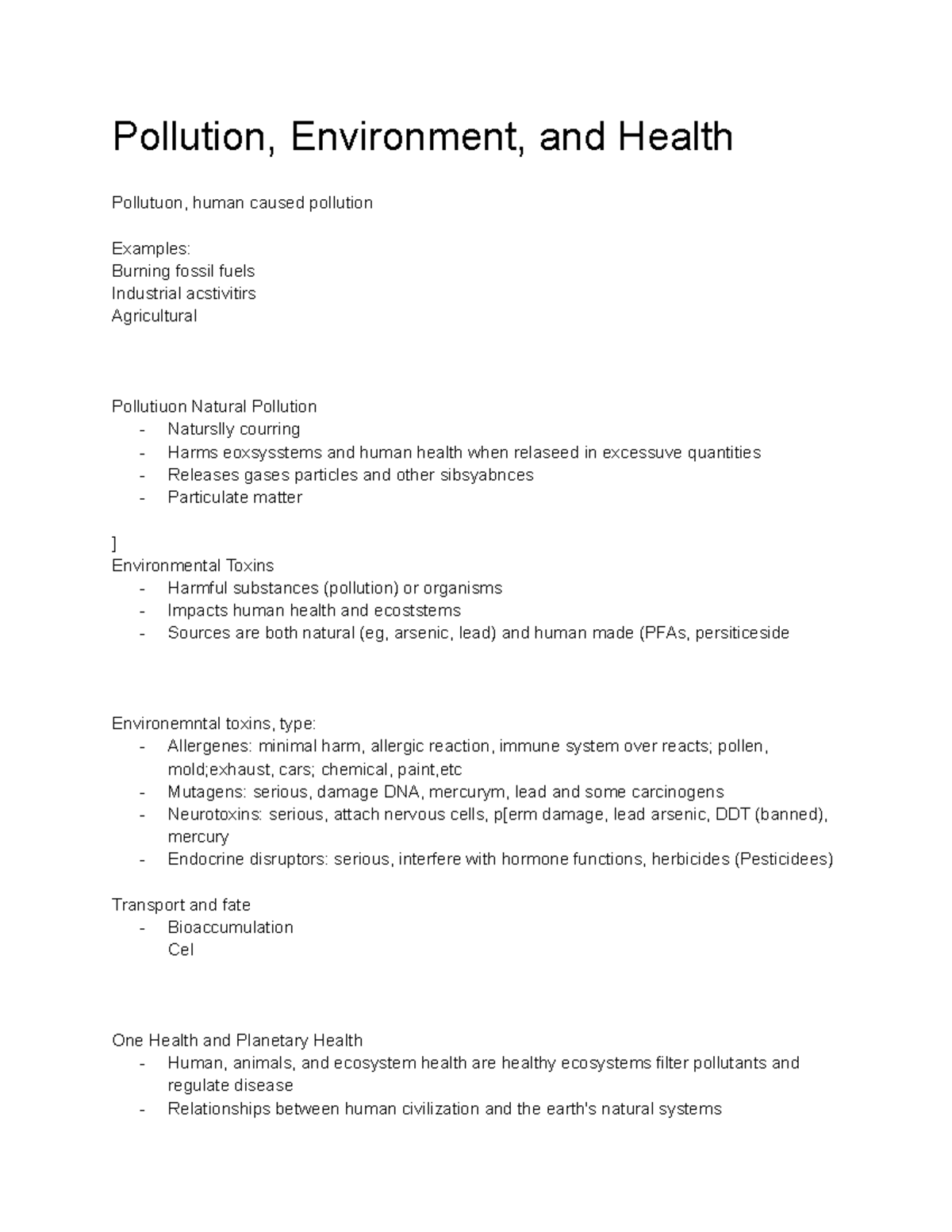 Pollution and Health: Impacts on Ecosystems and Human Well-being - Studocu