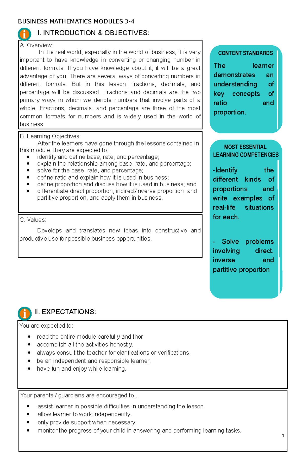 Business Math - Overview of Percentage, Rate, and Base Concepts - Studocu