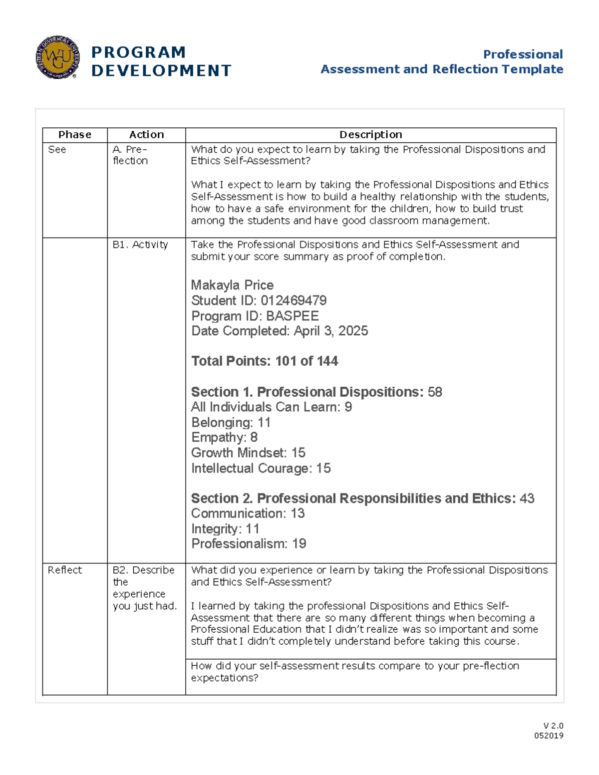 Professional Educator Task 1 - Professional Dispositions and Ethics ...