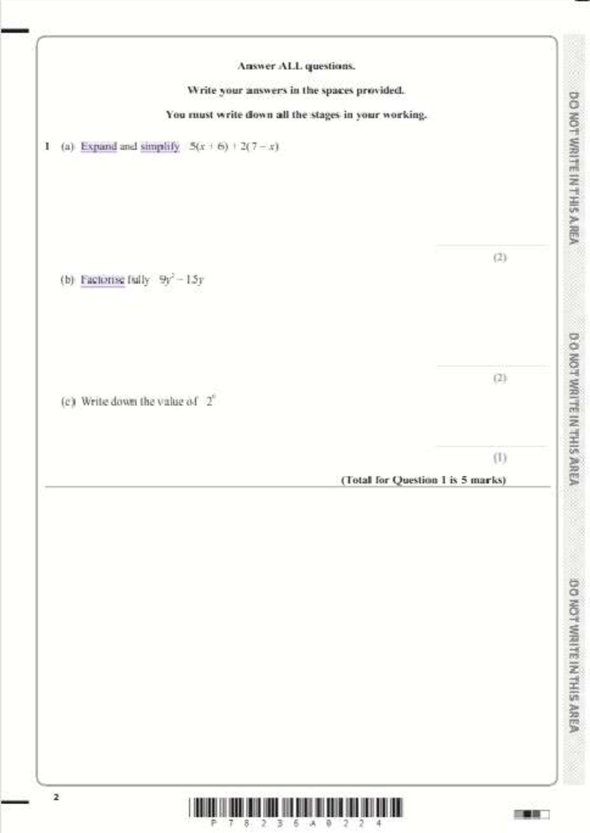 Math Exam Practice Questions - P78236A - Studocu