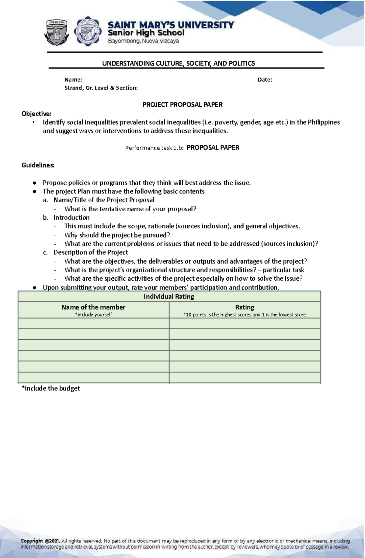 PROJECT PROPOSAL: Addressing Social Inequalities in the Philippines ...