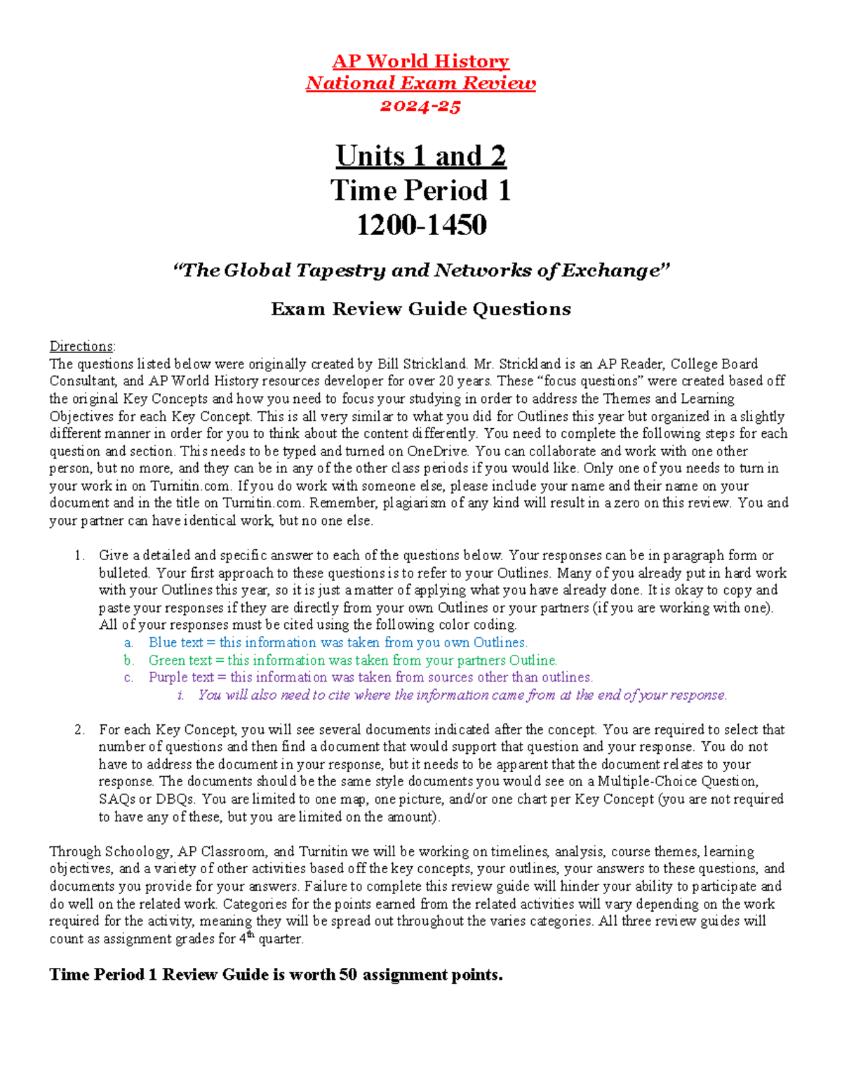 AP World History (APWH) Exam Review: Units 1 & 2 (1200-1450) Guide ...