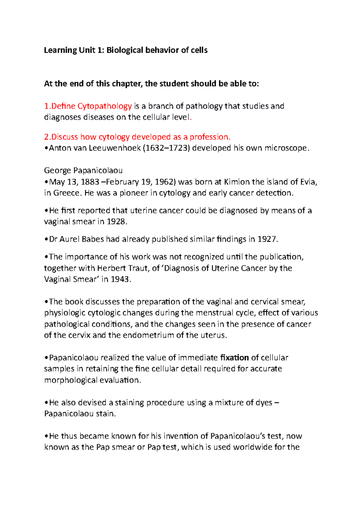 Unit 1: Biological Behavior of Cells - Detailed Study Notes - Studocu