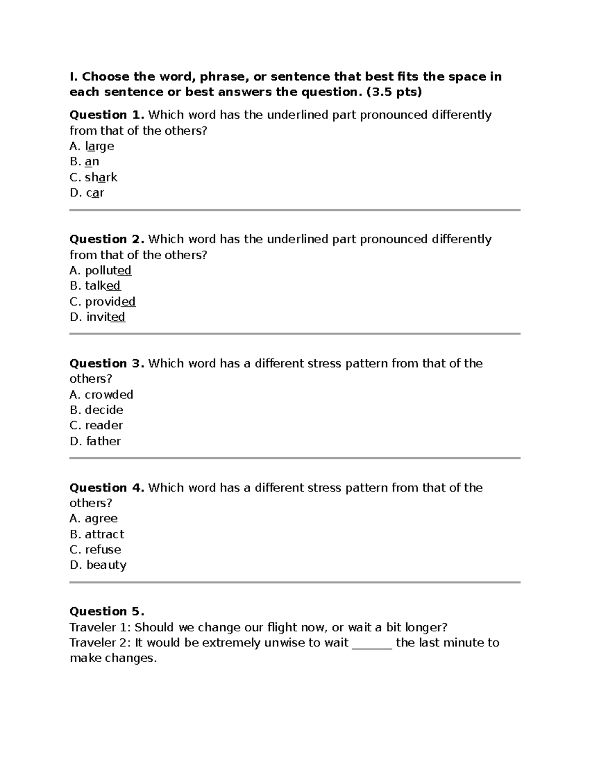 ĐỀ 29 - Practice Questions for Language Skills (3.5 pts) - Studocu