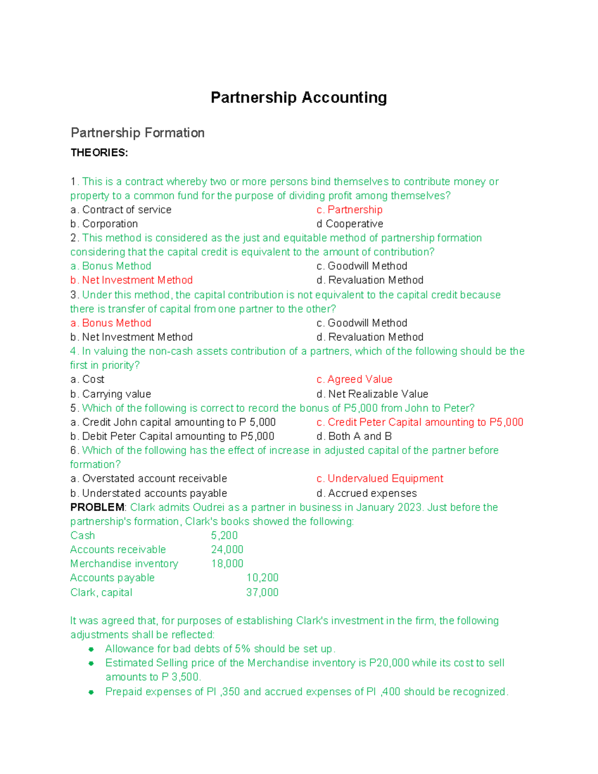 AFAR 2 - Partnership Accounting Concepts & Problem Set Solutions - Studocu