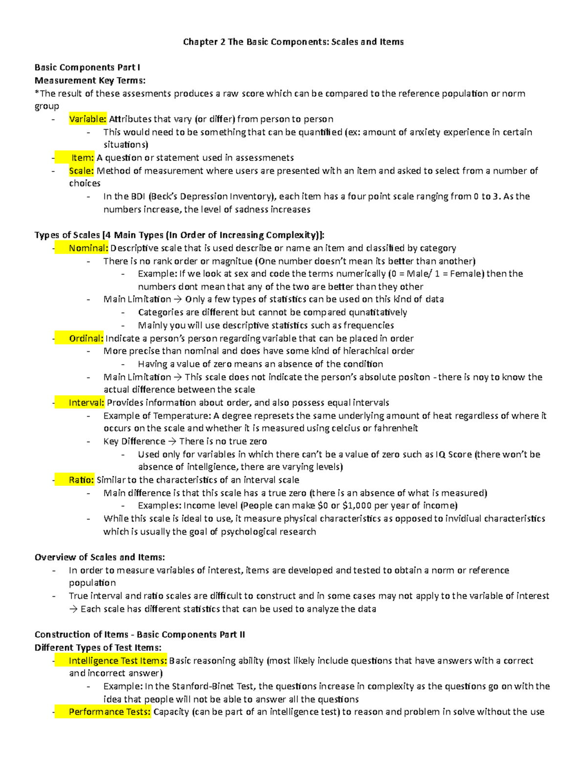 CH2 The Basic Components Scales and Items - Chapter 2 The Basic ...