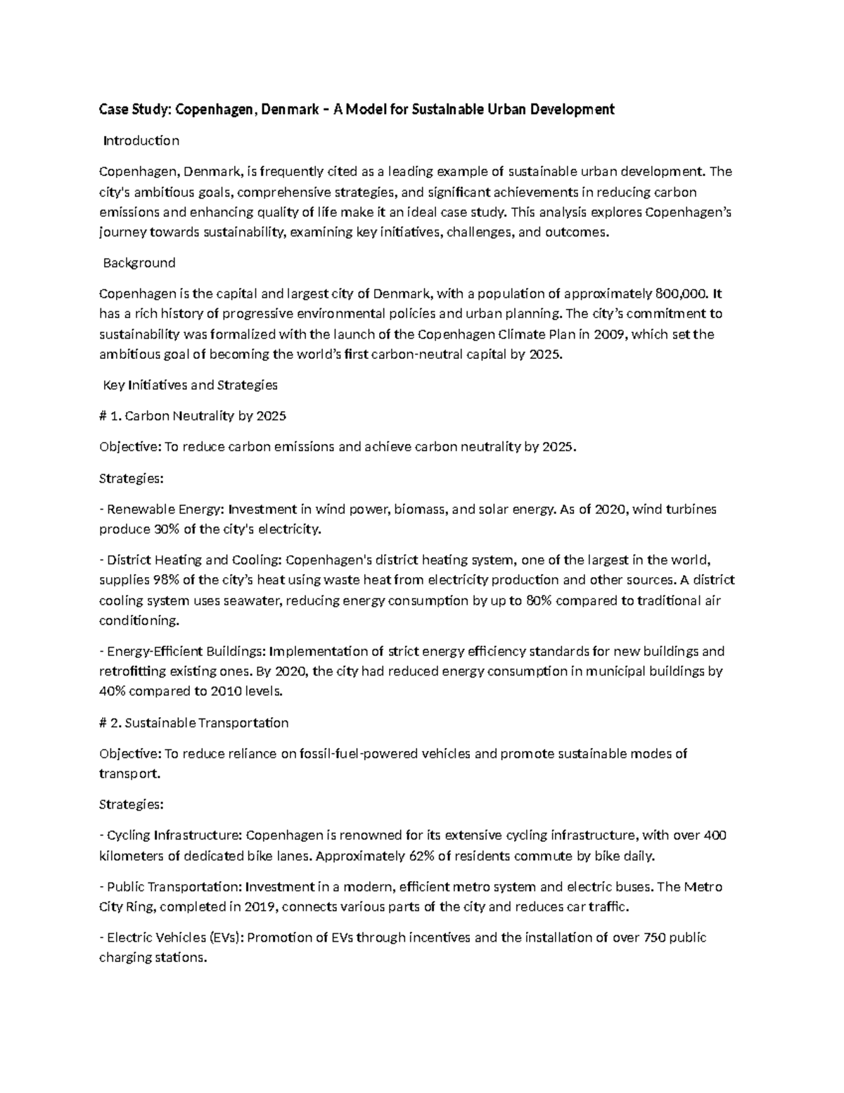 Case Study: Copenhagen as a Sustainable Urban Model (SUST 101) - Studocu