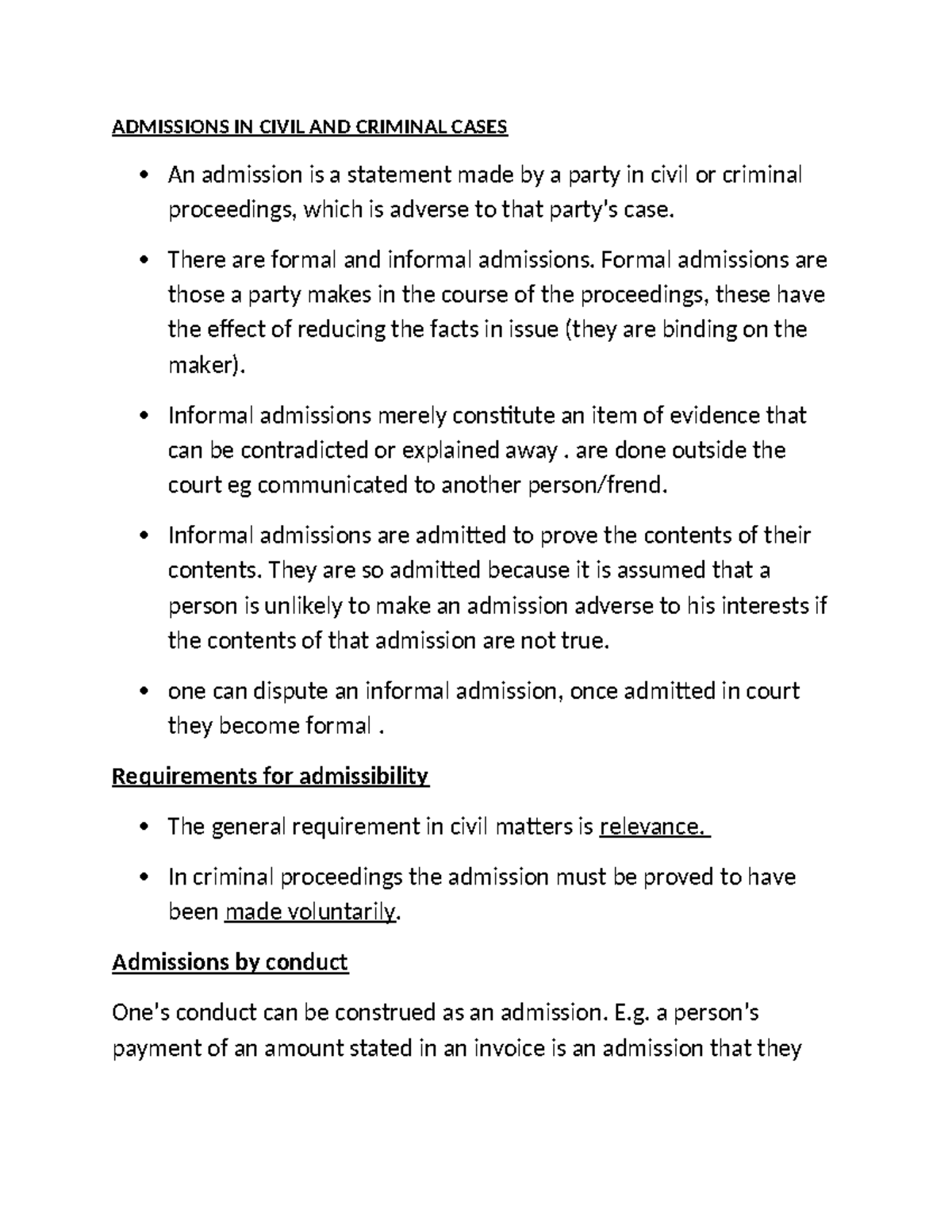 Admissions in Civil & Criminal Cases: Analysis and Legal Framework ...