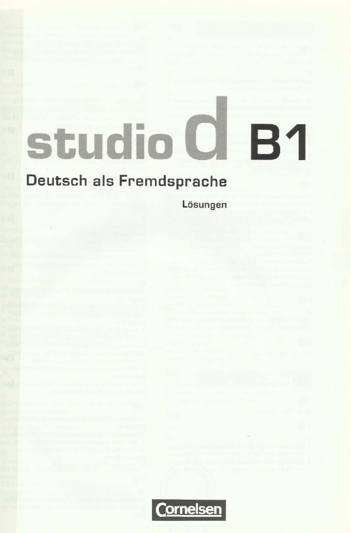 Studio d B1 Kurs- und Übungsbuch Lösungen: Deutsch als Fremdsprache - Studocu