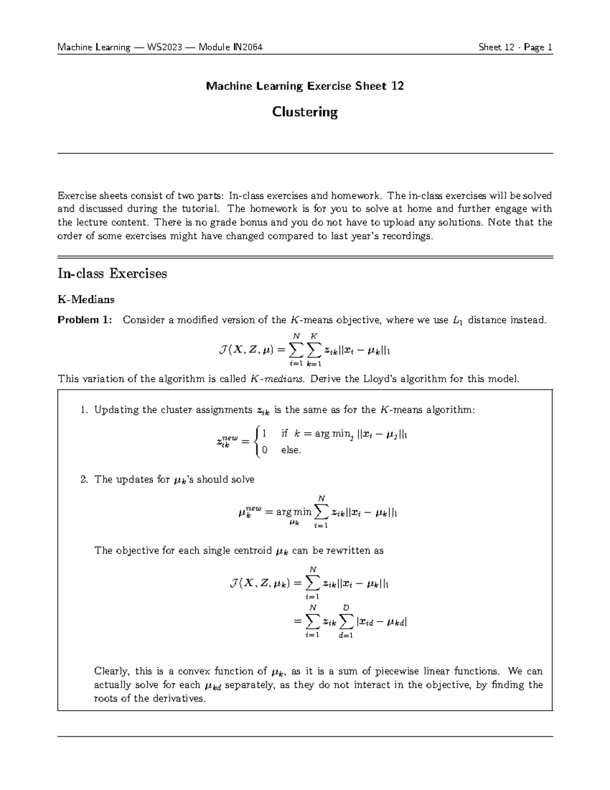Exercise 12 clustering solution - Machine Learning Exercise Sheet 12 ...