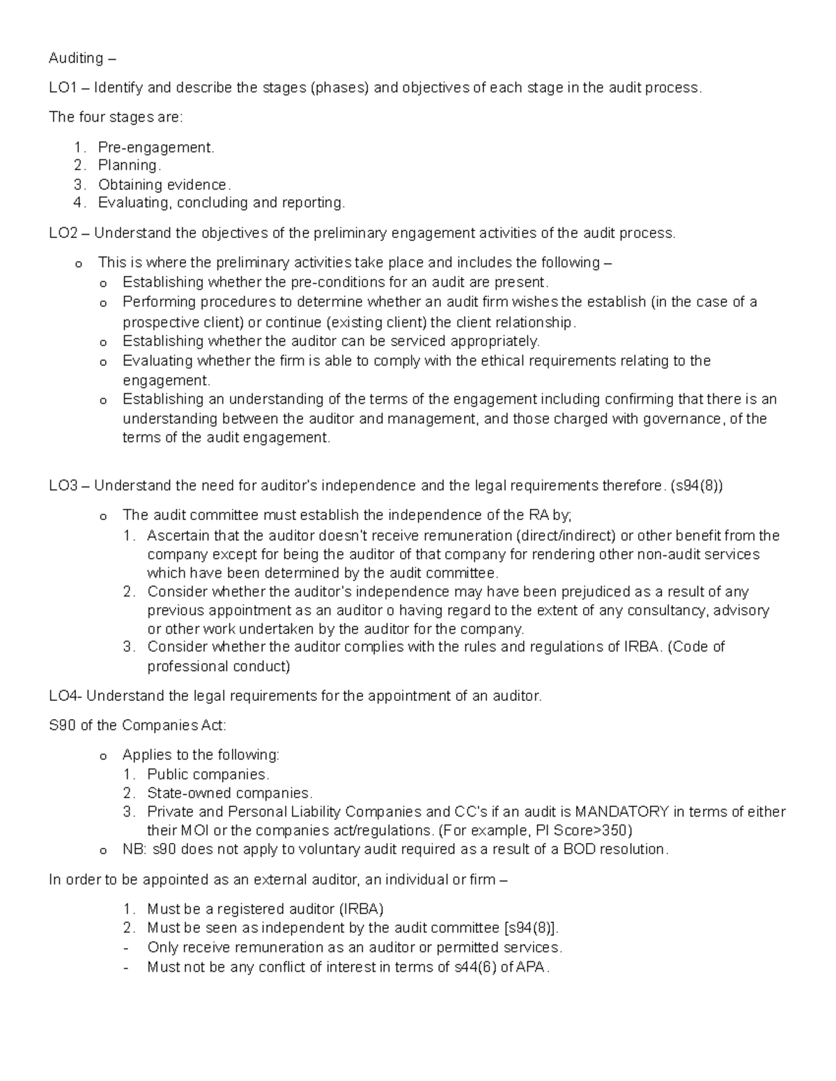 ROV301 Auditing Companies Act Summary & Key Audit Processes - Studocu