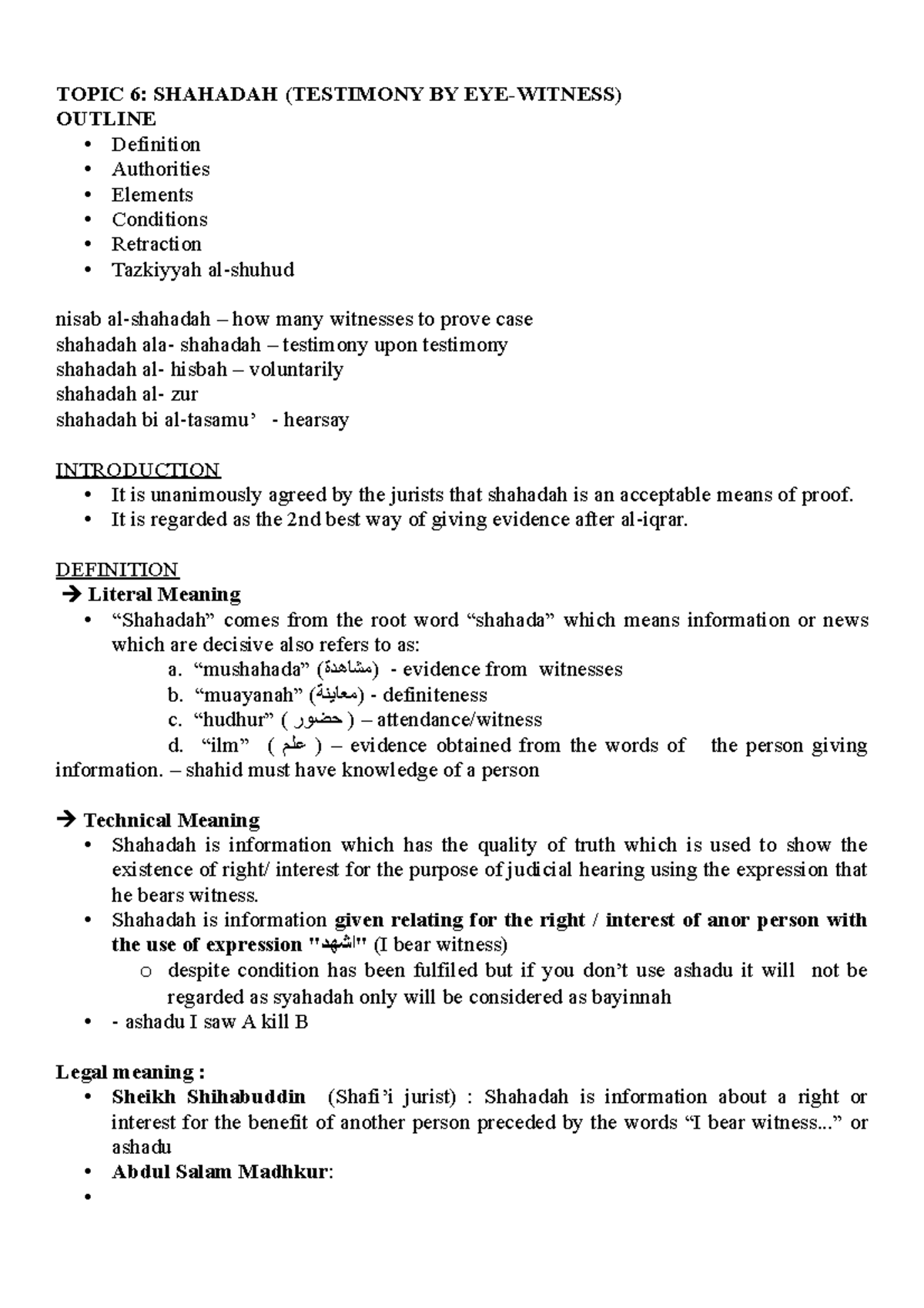 6- Shahadah: A Comprehensive Study on Witness Testimony in Islamic Law ...