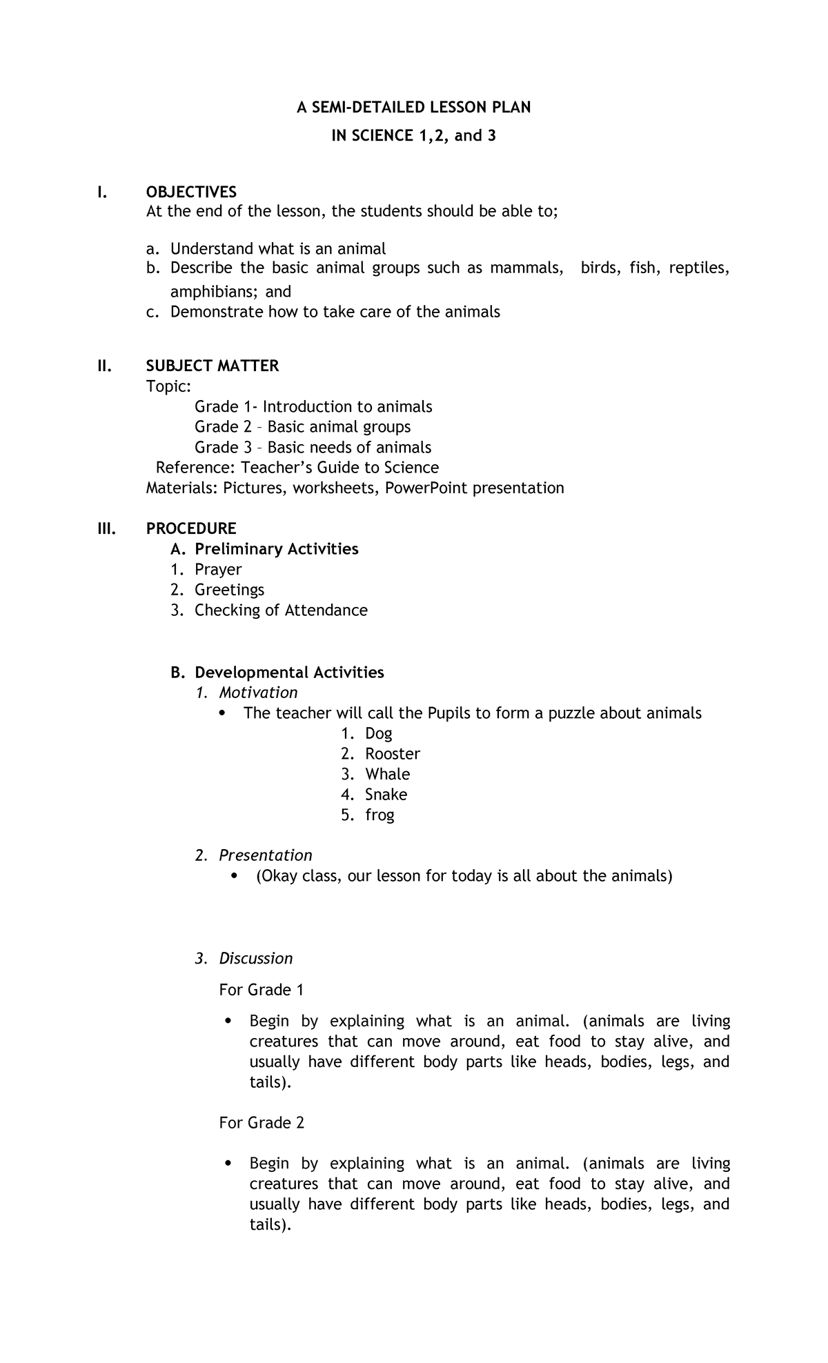 A SEMI- Detailed LP IN Multigrade( Science) - A SEMI-DETAILED LESSON ...