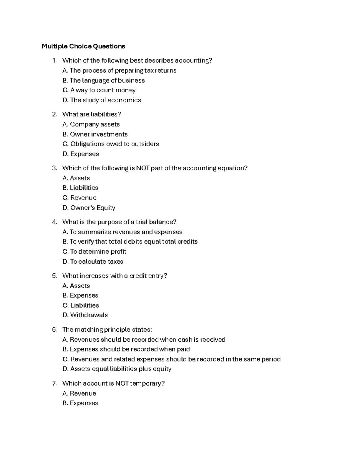 ACCT 101: MCQ, True/False & Identification Study Guide - Studocu