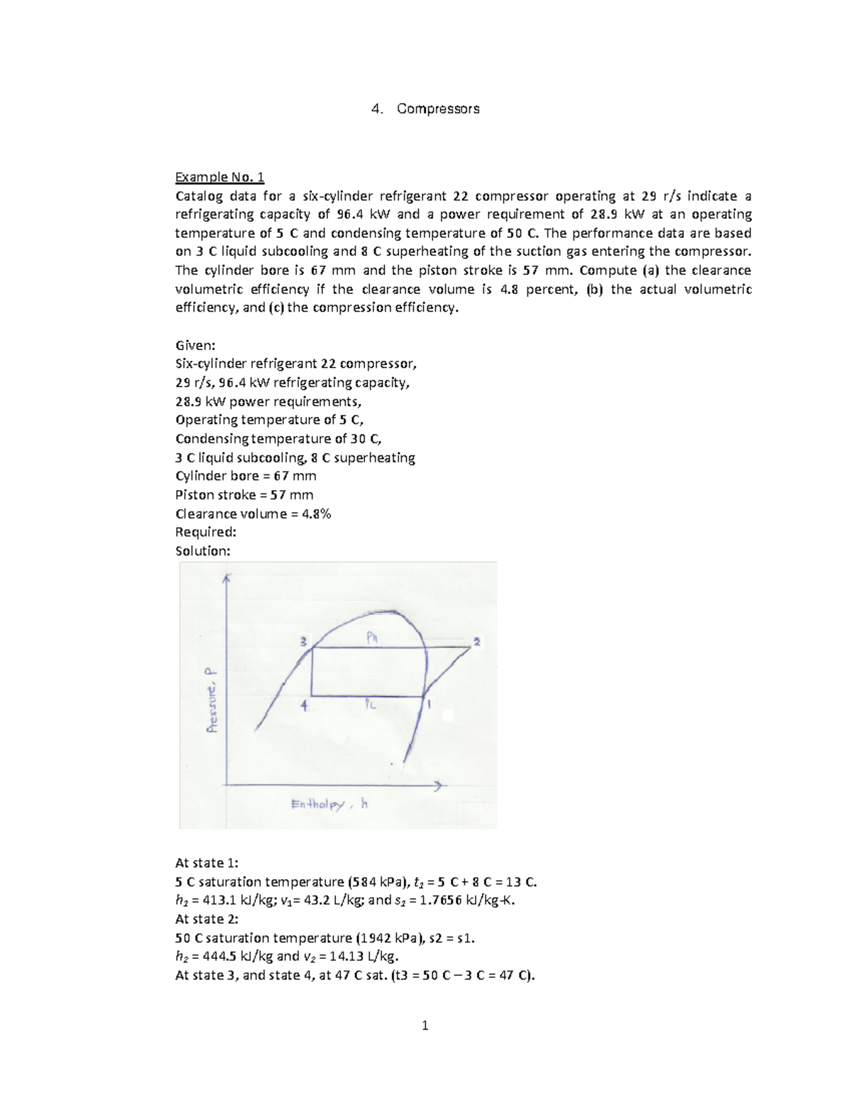 Compressors example no. 1: Refrigerant 22 performance analysis - Studocu