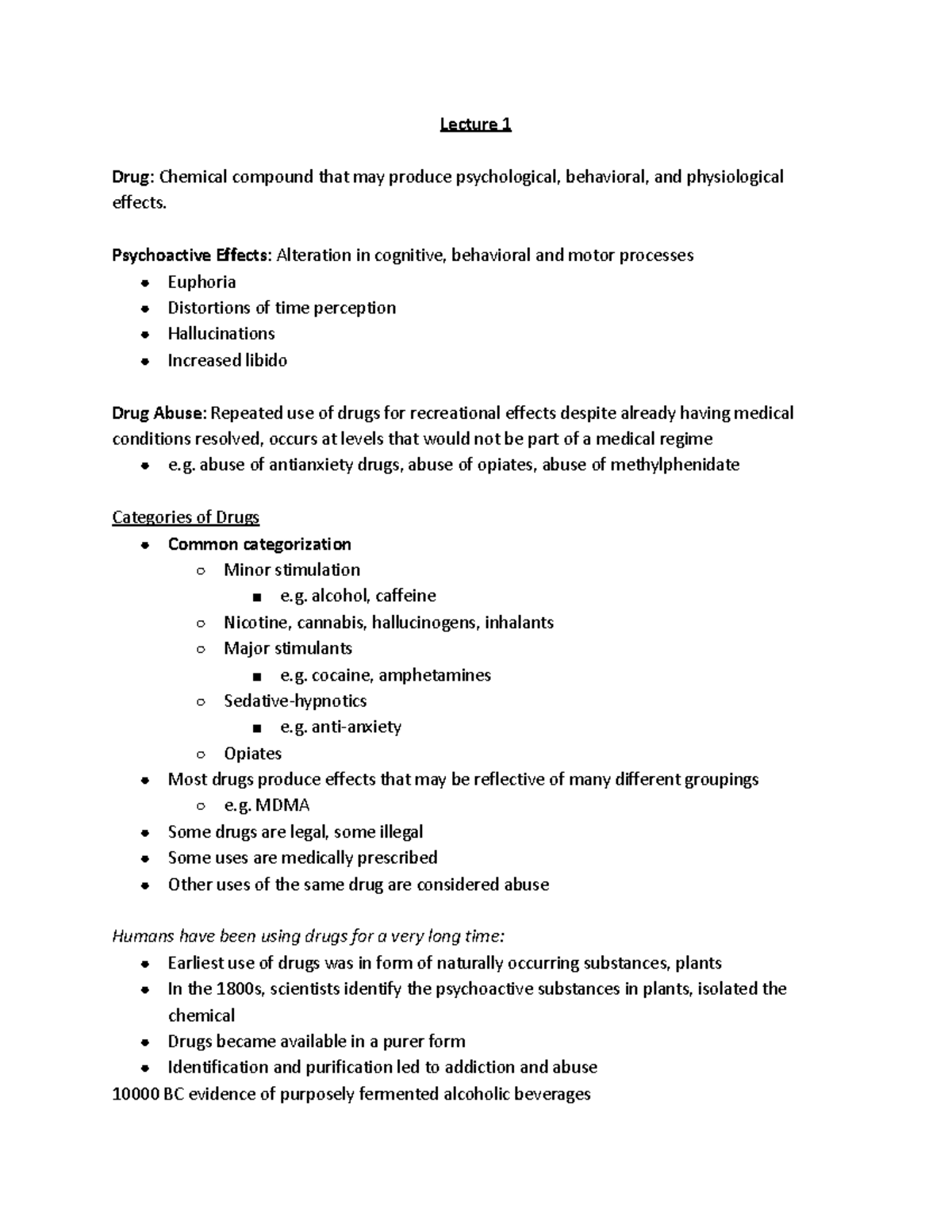 Psych 2020 Lecture 1: Understanding Drugs and Their Effects - Studocu