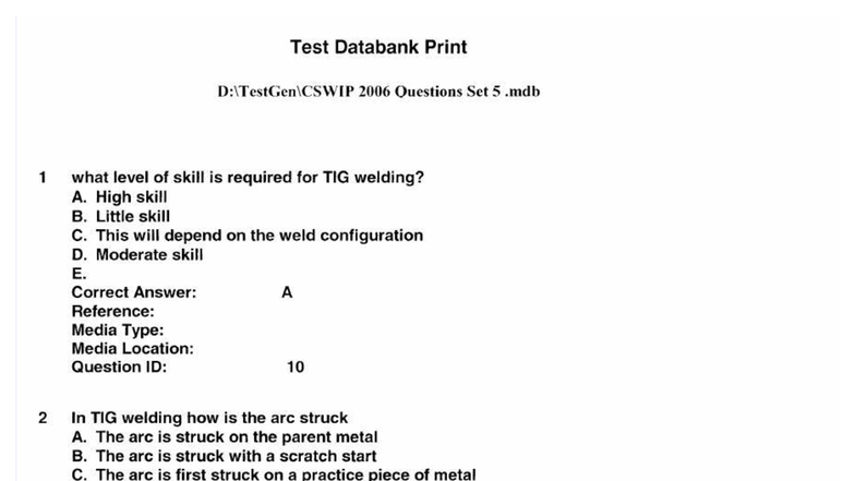 TIG Welding Inspection Certification Study Guide (Test Databank Set 5 ...