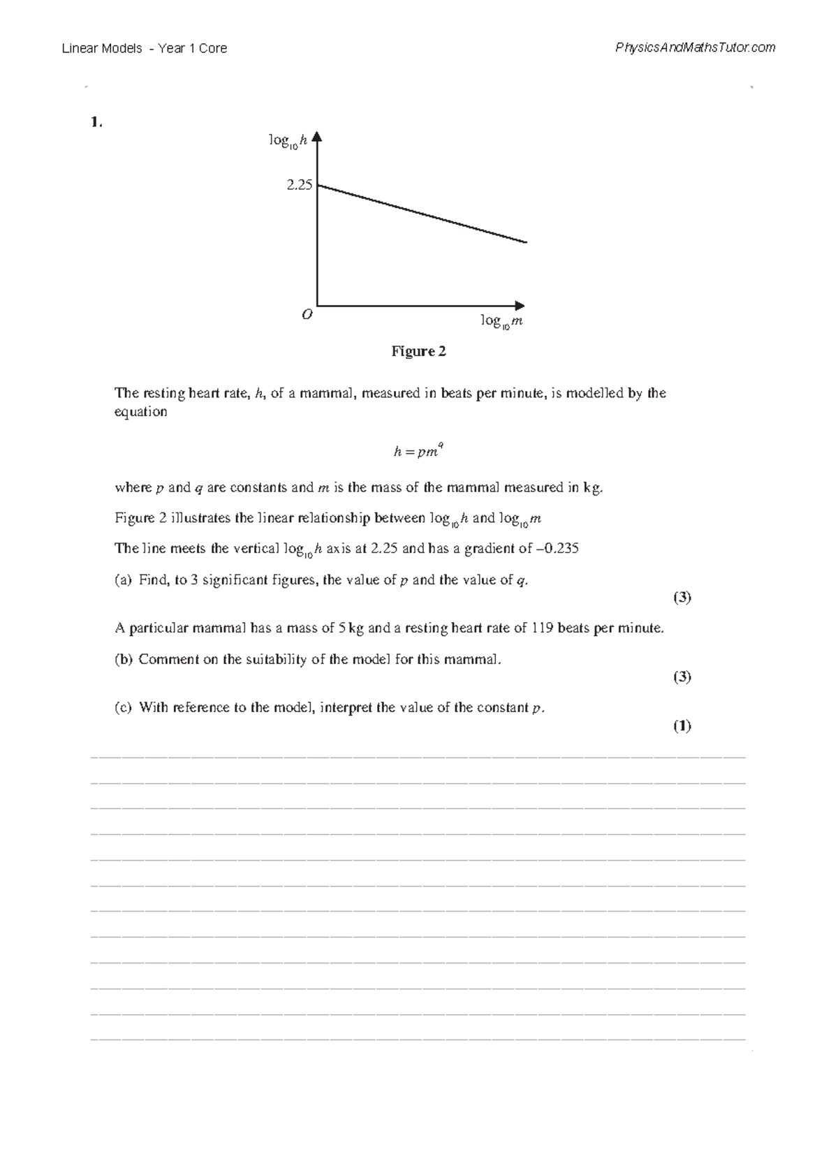 Linear Models QP - PMT: Year 1 Physics & Maths Analysis - Studocu