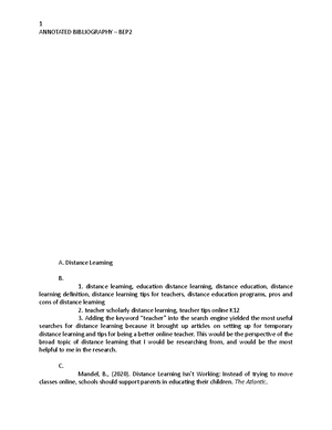 BEP Task 1 Annotated Bibliography - BEP Task 1: Annotated Bibliography ...