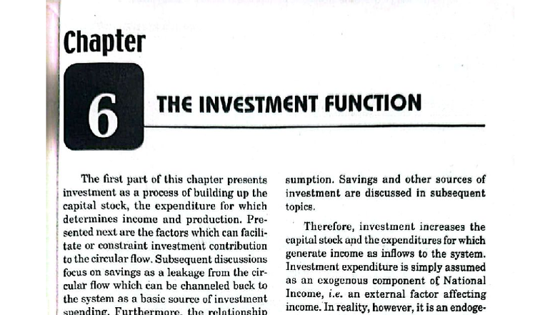 Chapter 6: The Investment Function in Introductory Macroeconomics (CS ...