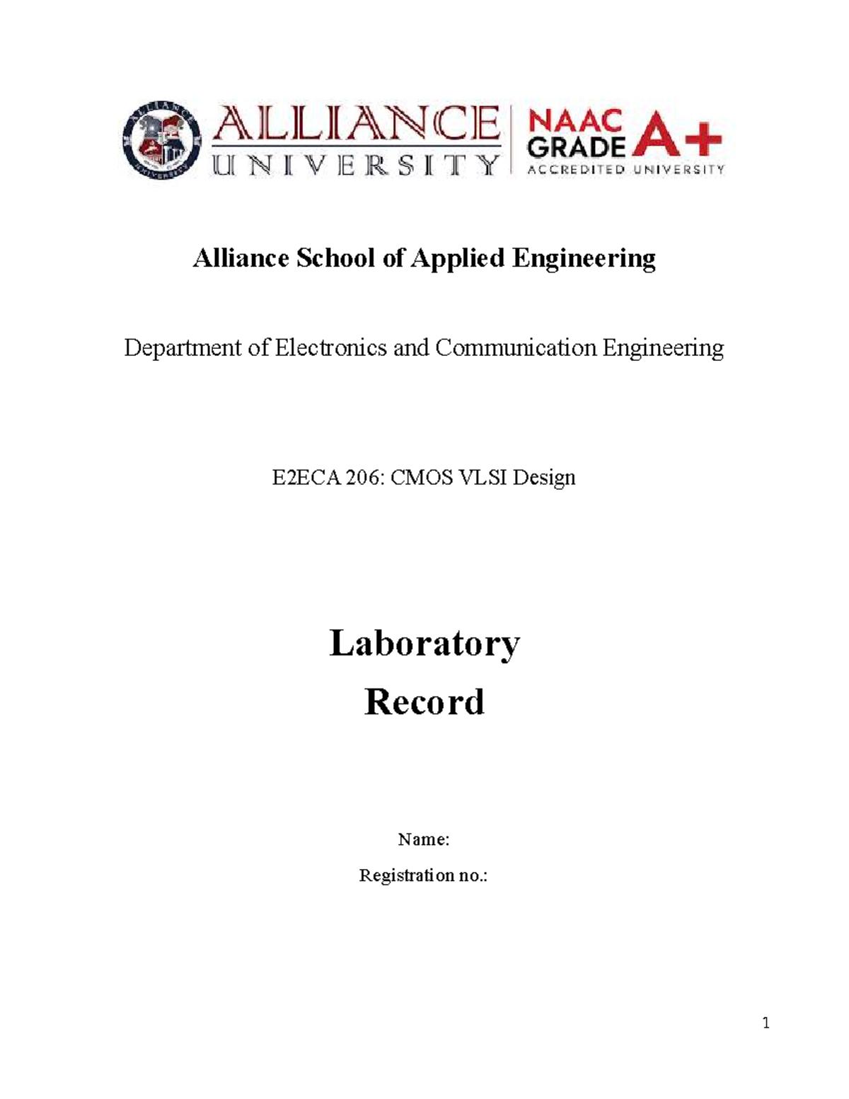 CMOS VLSI Design Lab Record - E2ECA 206 Practical Experiments - Studocu