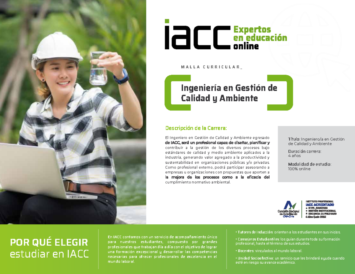 Ingeniería en Gestión de Calidad y Ambiente: Malla Curricular IACC - Studocu