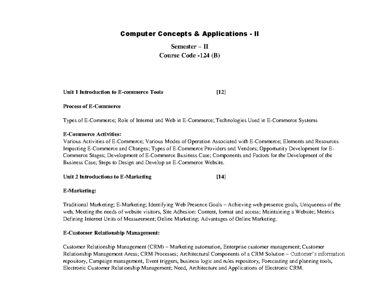 Computer Concepts & Applications II: Tools, Web, and E-Commerce ...