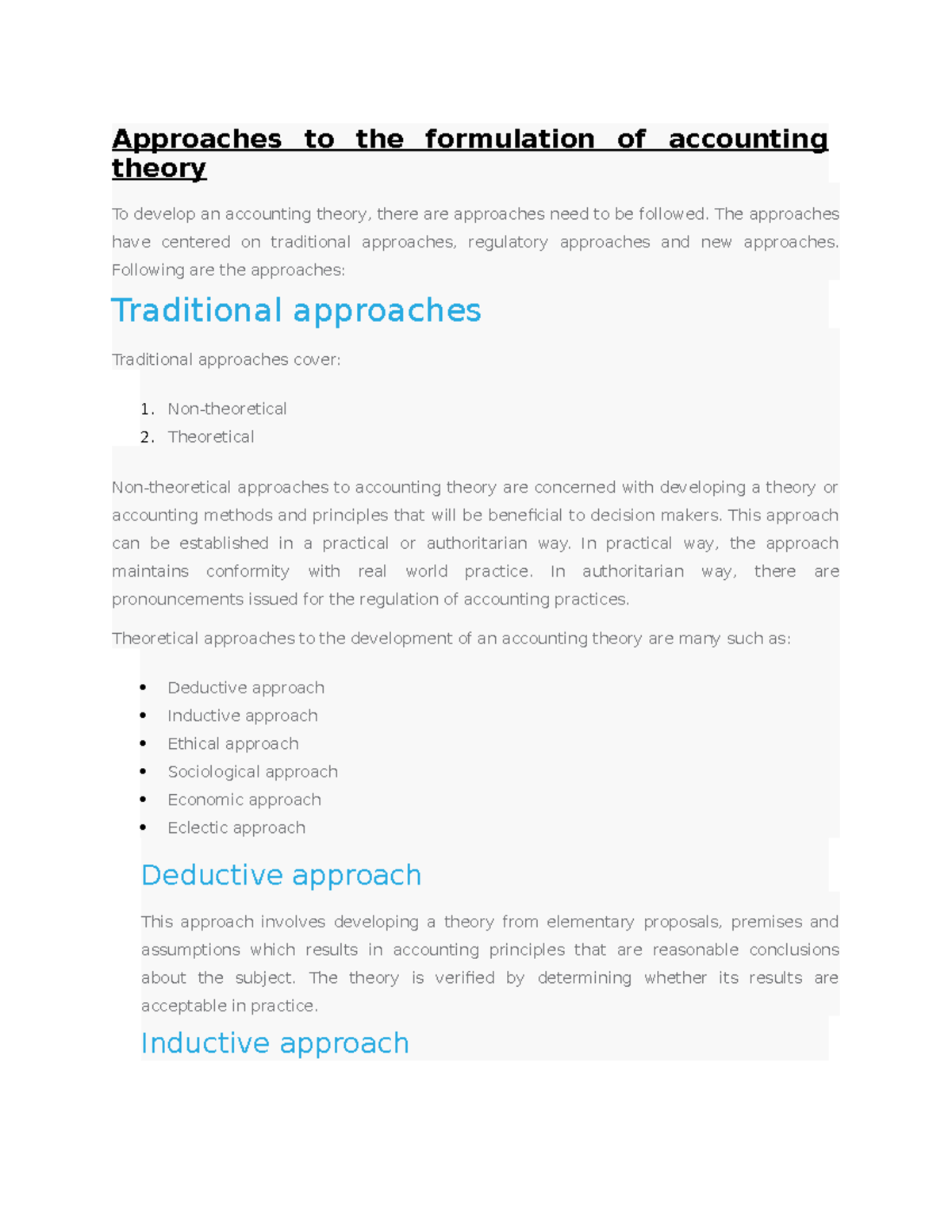 Approaches to the formulation of accounting theory - Approaches to the ...